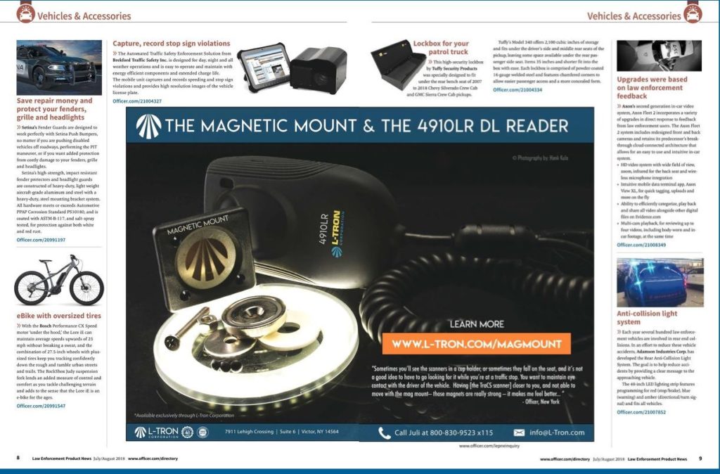 L-Tron | 4910LR DL Reader Magnetic Mount feat. in LEPN Magazine