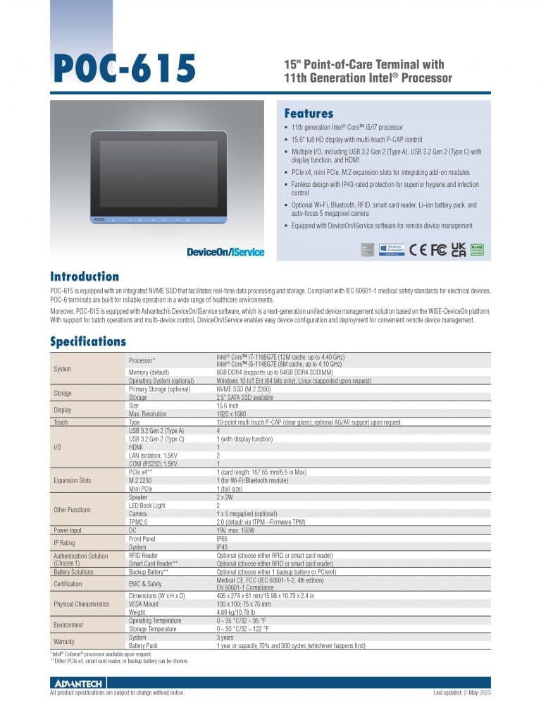 [Data Sheet] Advantech POC-615 | L-Tron Resources