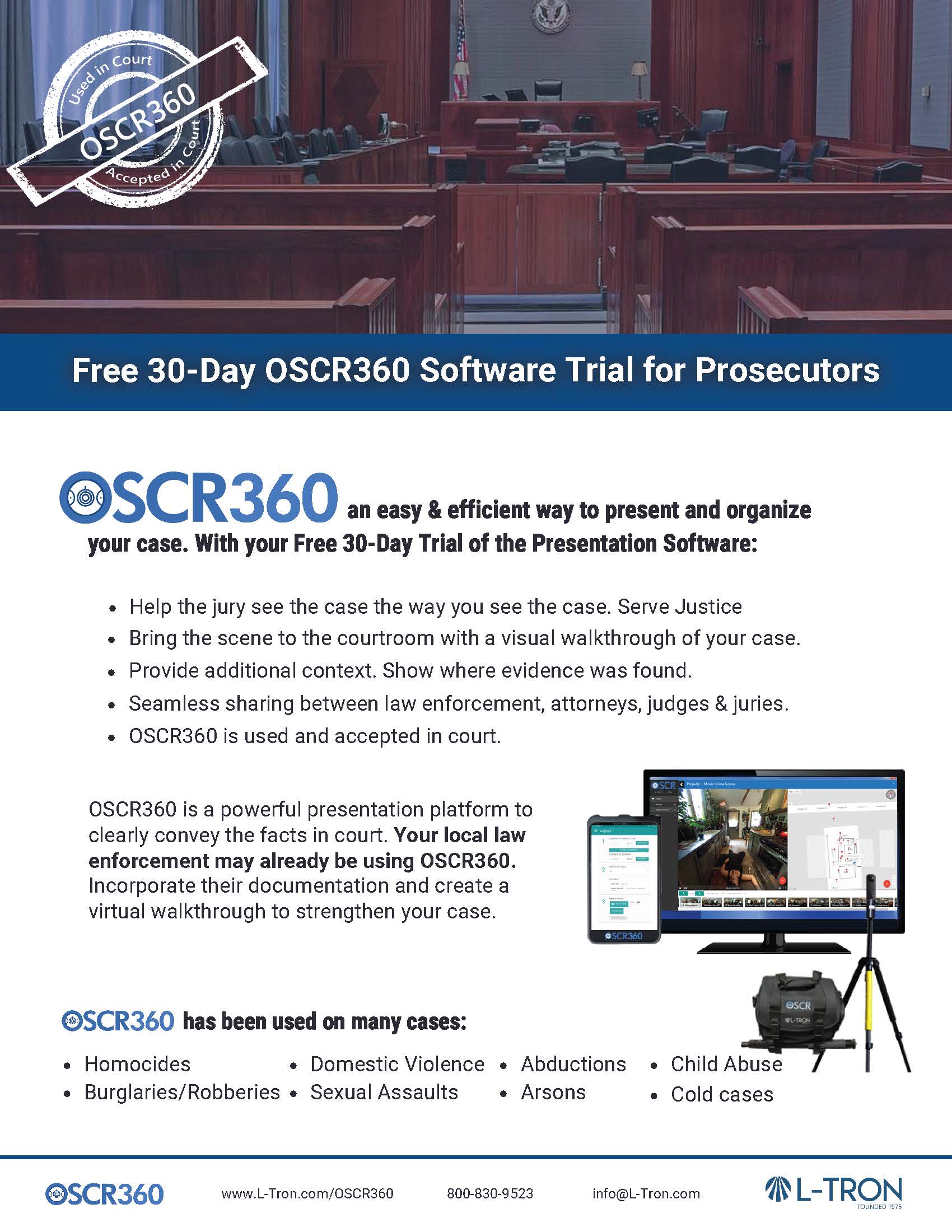 [One-Pager] 30-day OSCR360 Software Trial for Prosecutors